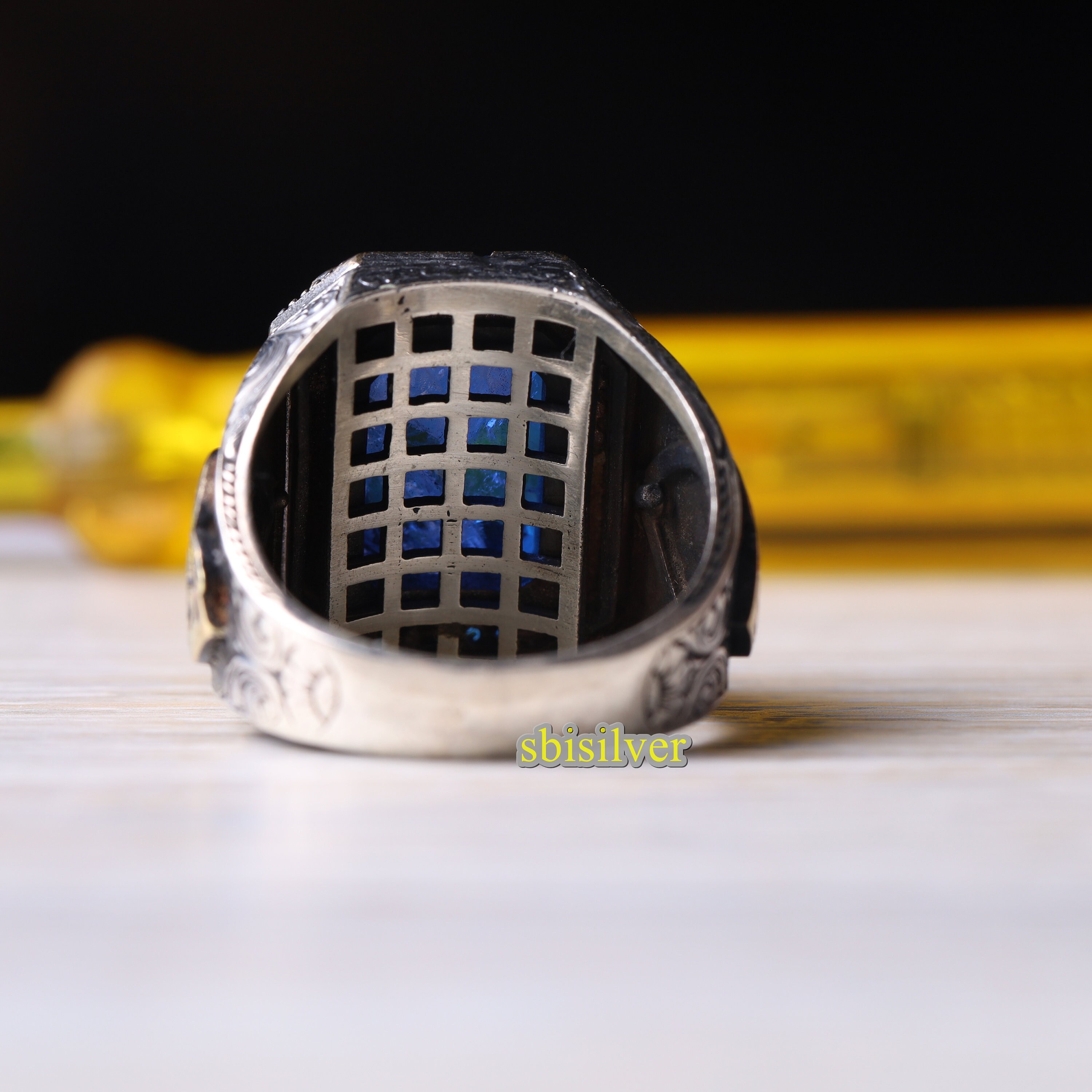 Blue Sapphire Stone Luxury Ring Turkish Handmade Silver Men - Etsy