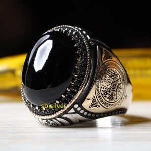 Islamic 925K Sterling Silver Men's Ring: Black Onyx Turkish Jewelry - Etsy