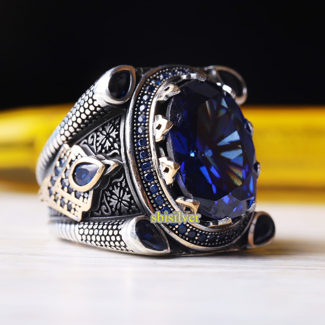 Ottoman Blue Sapphire Ring: Turkish Handmade 925k Sterling Silver - Etsy