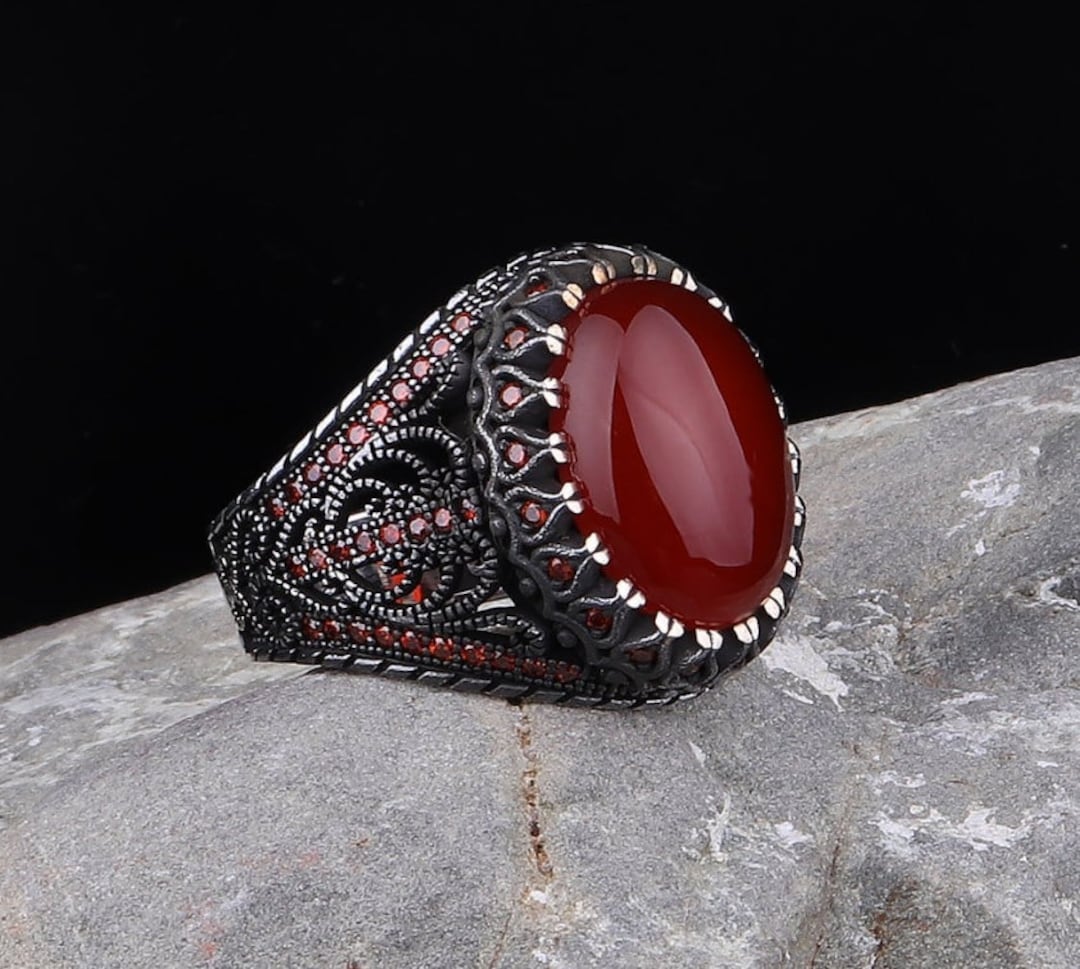 Ruby Men's Ring, Handmade Mens Ring, Ottoman Mens Ring, 925 Sterling ...
