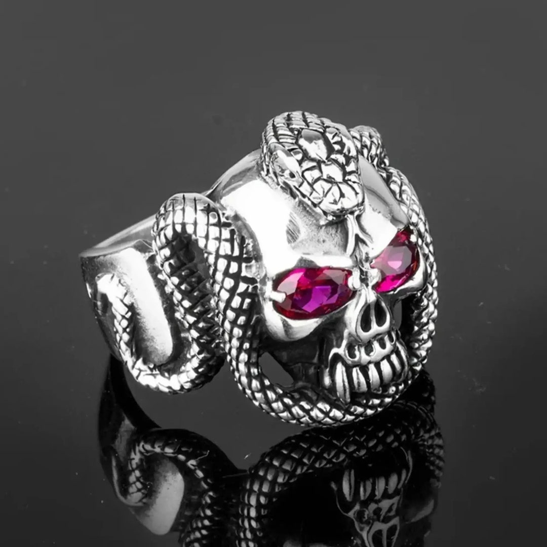 Snake Skull Ring, Handmade Men's Ring, Turkish Handmade Men's Ring, Ottoman Men's Ring, Men's ...