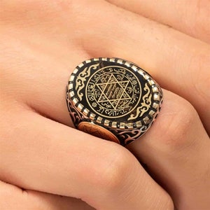 Seal of Solomon Islamic Handmade Jewelry,925 Sterling Silver Mens Ring ...