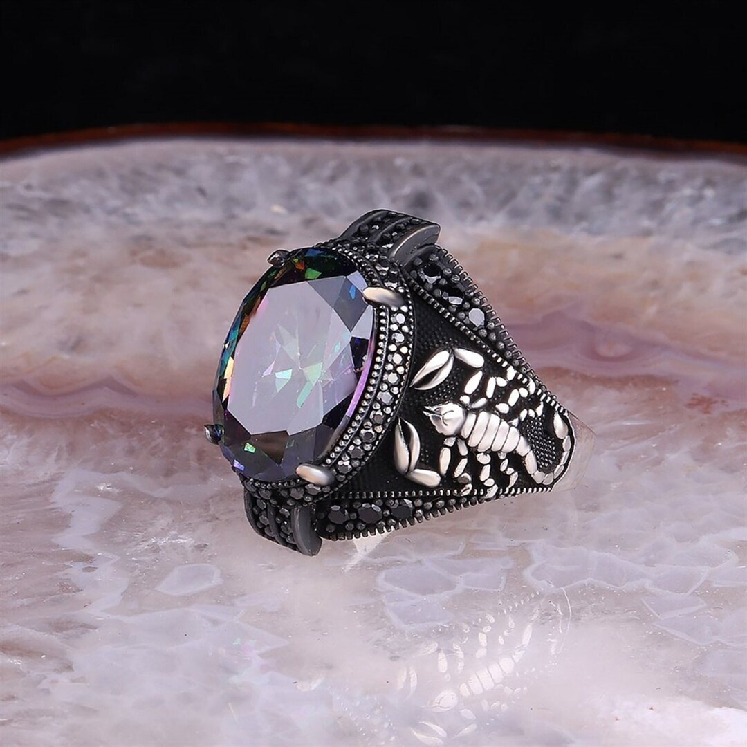 Scorpion Style Mystic Topaz Ring 925 Sterling Silver Turkish Handmade ...
