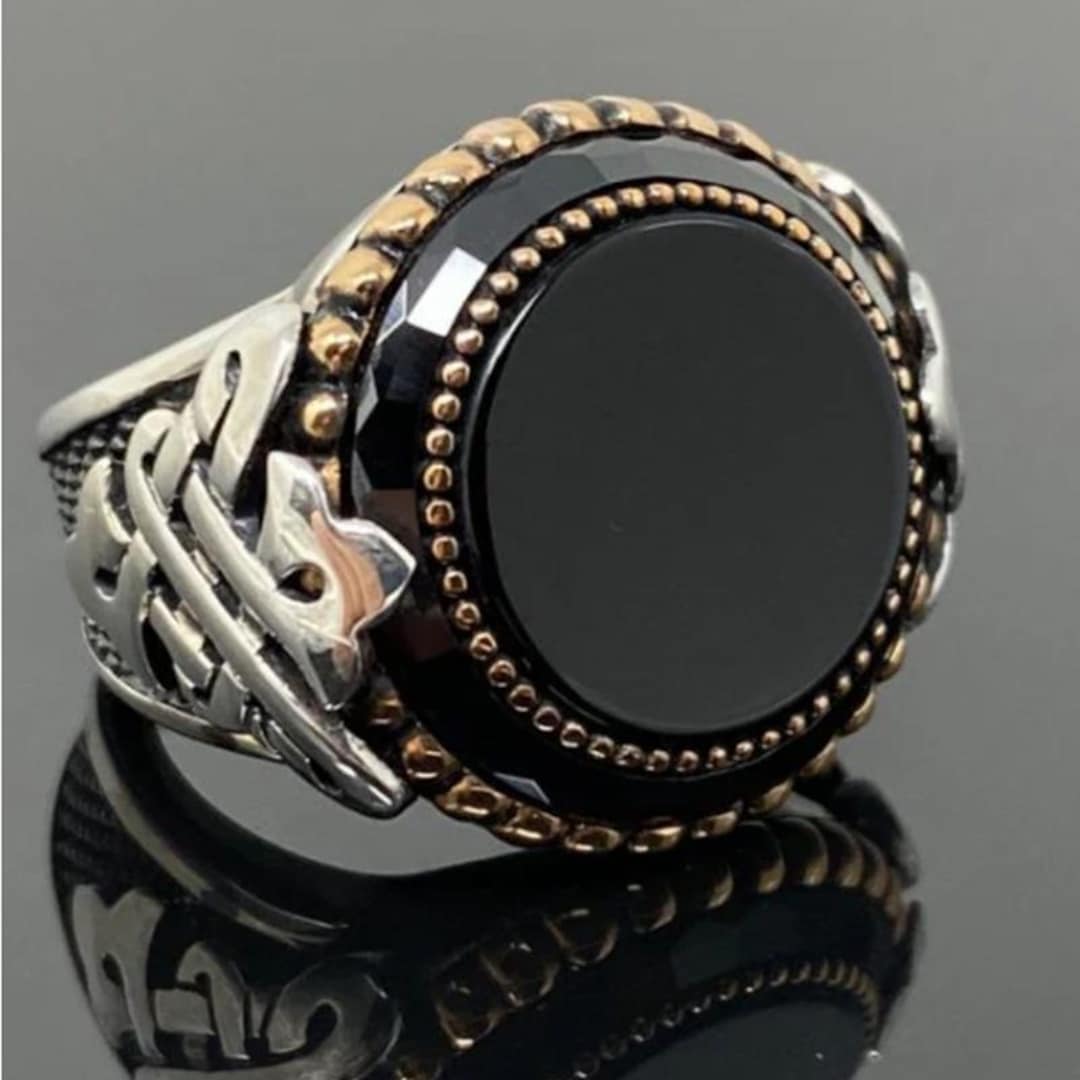 Turkish Men's Ring, 925 Sterling Silver Ring, Onyx Stone Ring, Turkish ...
