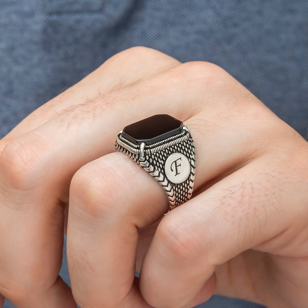 Personalized Name Letter Ring, Handmade Men's Ring, Ottoman Men's Ring ...