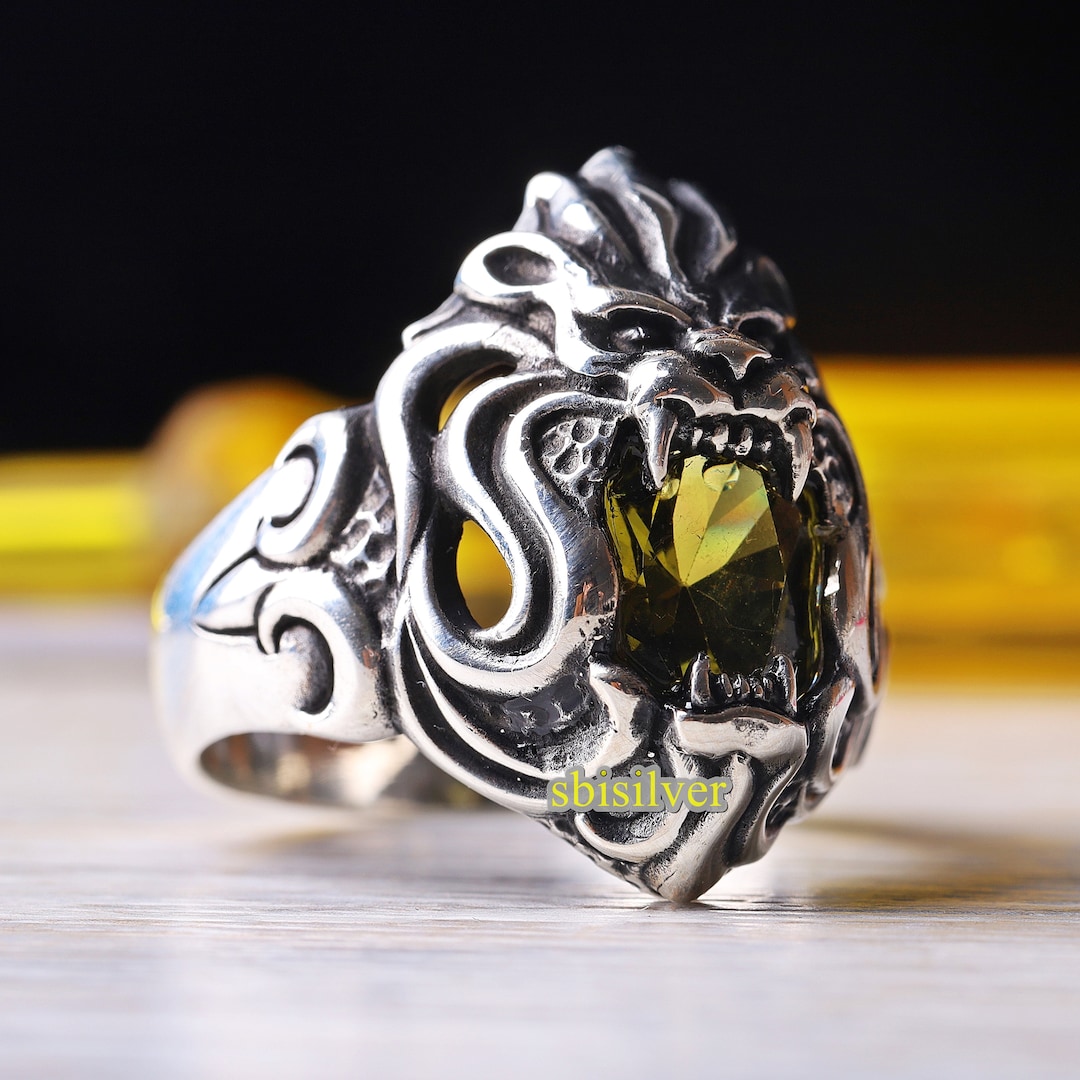 Gothic Lion Style Turkish Handmade Silver, Vintage Men Man Ring ...