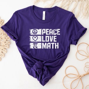 Peace Love Math Shirt, Math Teacher Tshirt, Math Teacher Gift, Funny ...