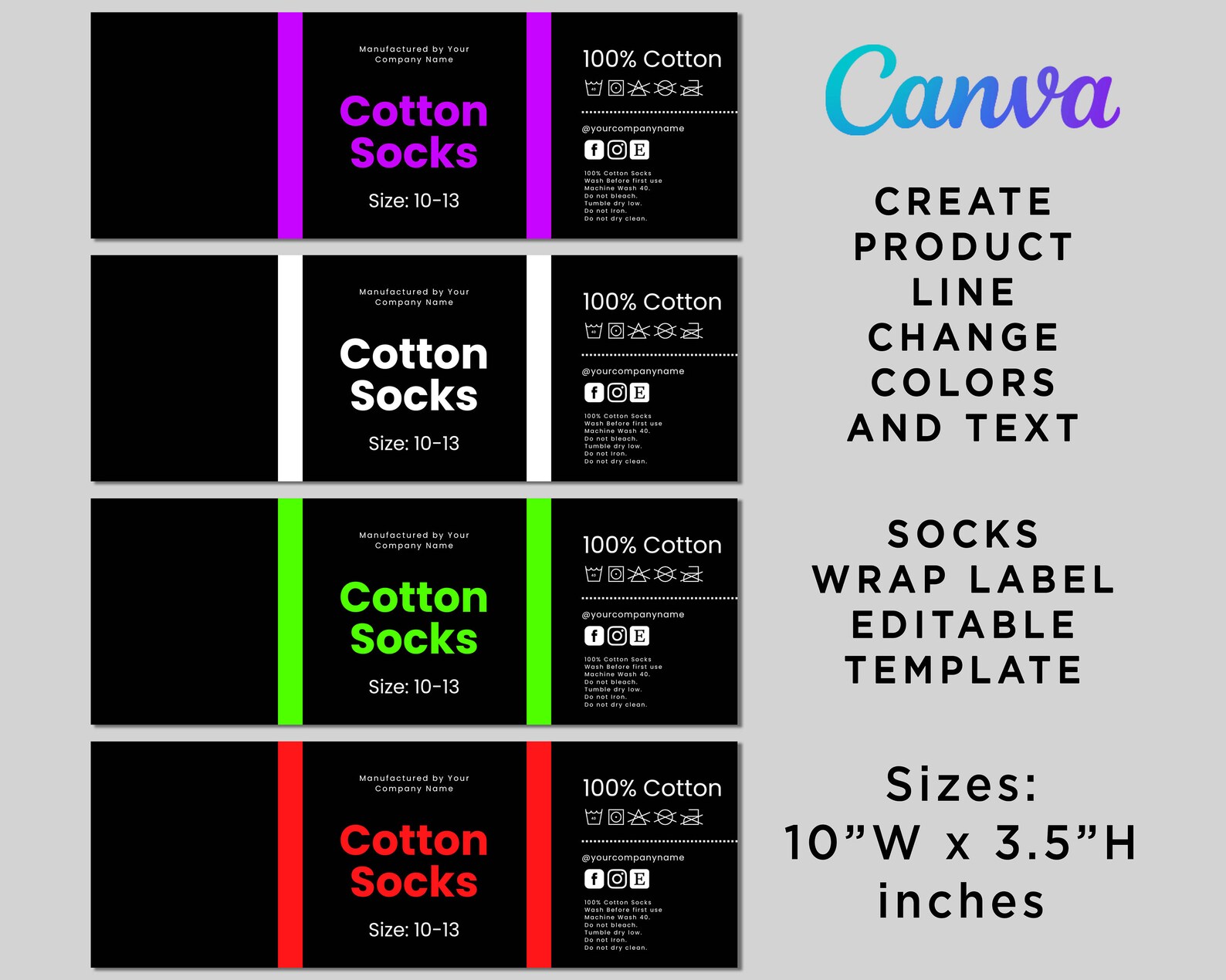 Socks Label Template, Personalized Socks, Printable Socks Label, Socks ...