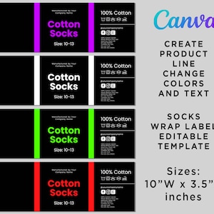 Socks Label Template, Personalized Socks, Printable Socks Label, Socks ...