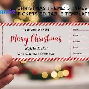 Christmas Raffle Ticket Template Bundle, Holiday Promotional Discounts ...