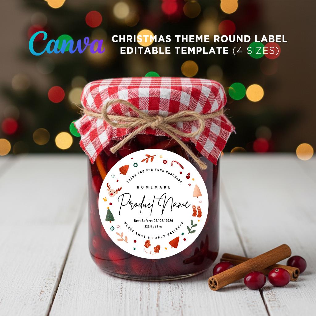 Christmas Theme Round Labels, Printable Christmas Round Tags, Christmas ...