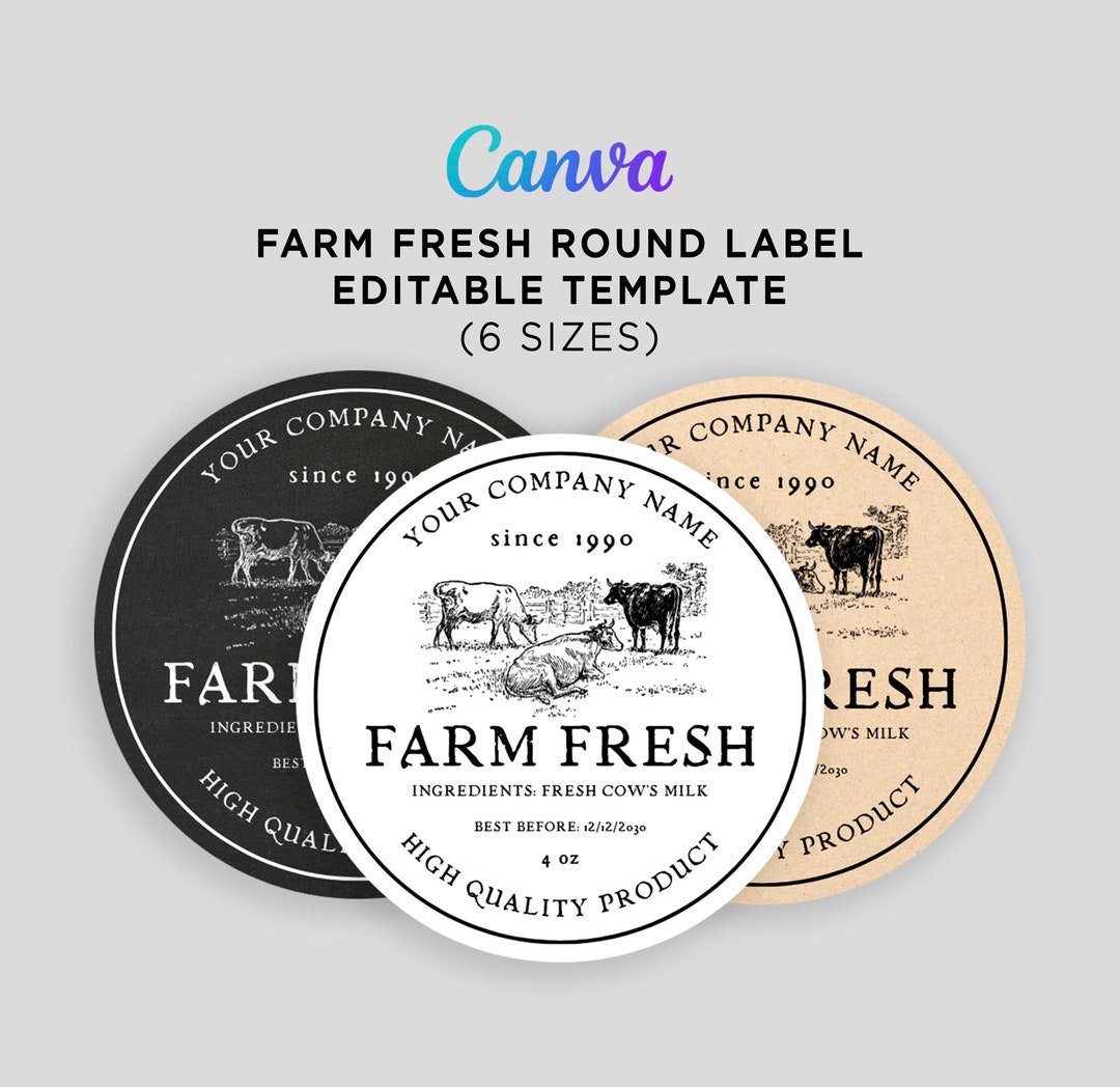 Farm Fresh Labels, Farm Template, Cow Printables, Farm Labels, Fresh ...