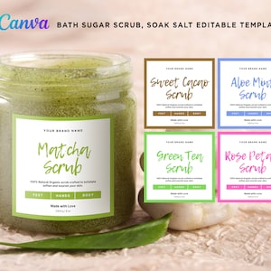 Printable Bath Body Scrub Labels, Sugar Scrub Label, Soak Salt Labels ...