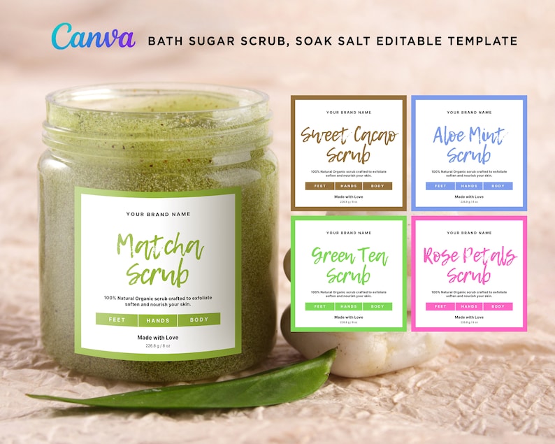 Printable Bath Body Scrub Labels Sugar Scrub Label Soak Salt - Etsy
