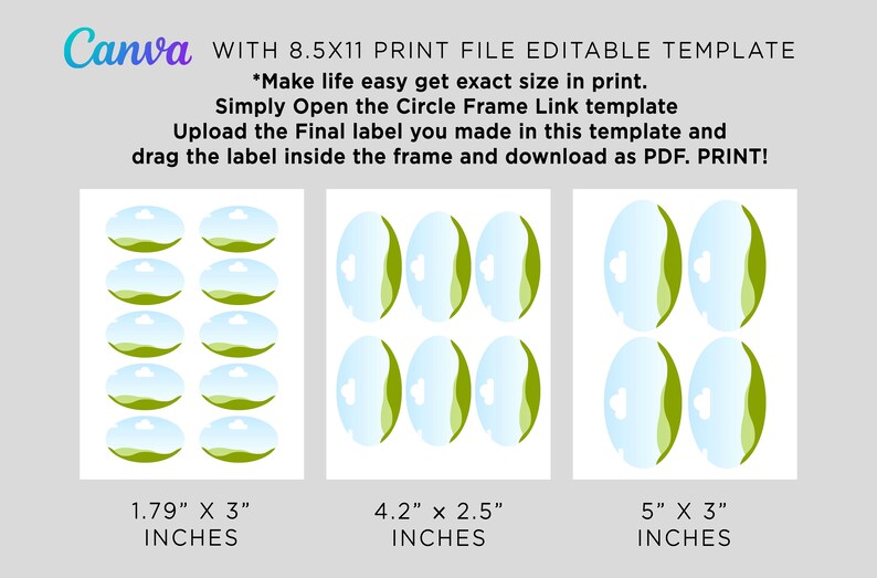 Oval Label Template Oval Sticker for Homemade Cookies - Etsy