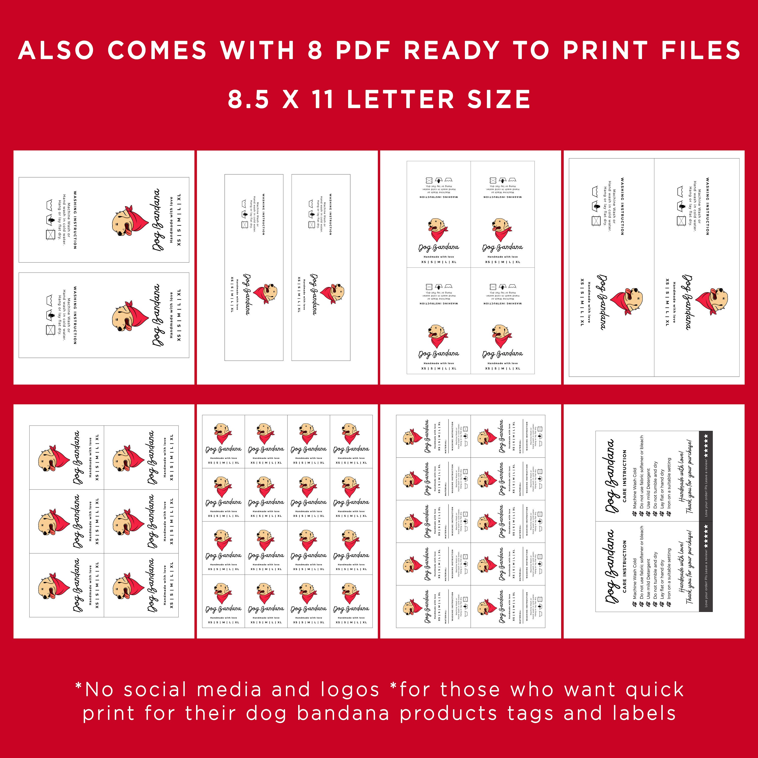 Printable Dog Bandana Label Template DIY Pet Bandana Hang - Etsy Australia