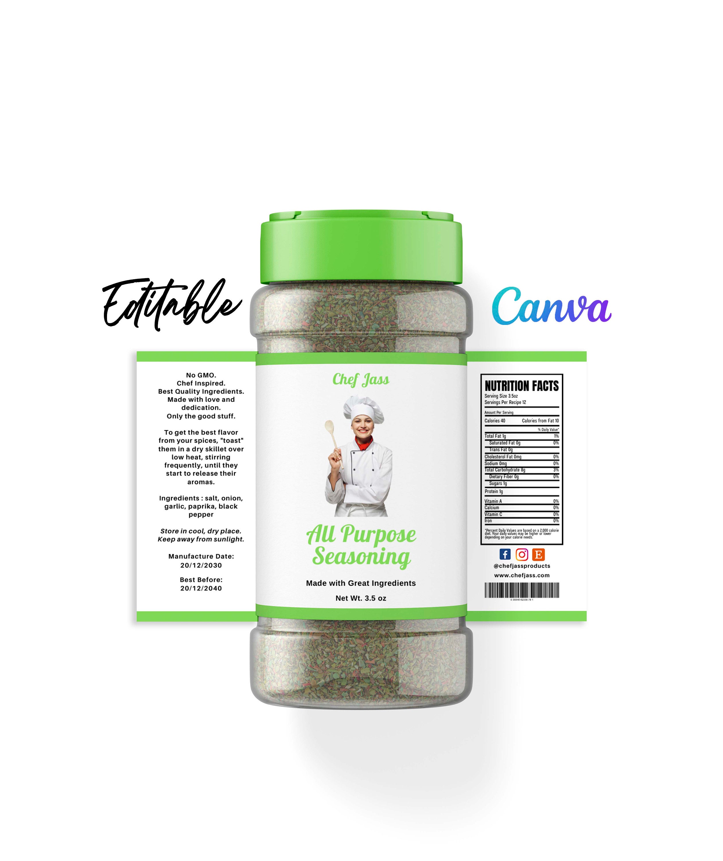 Chef Spice Labels, Custom Spice Label, Seasoning Labels, All Purpose ...