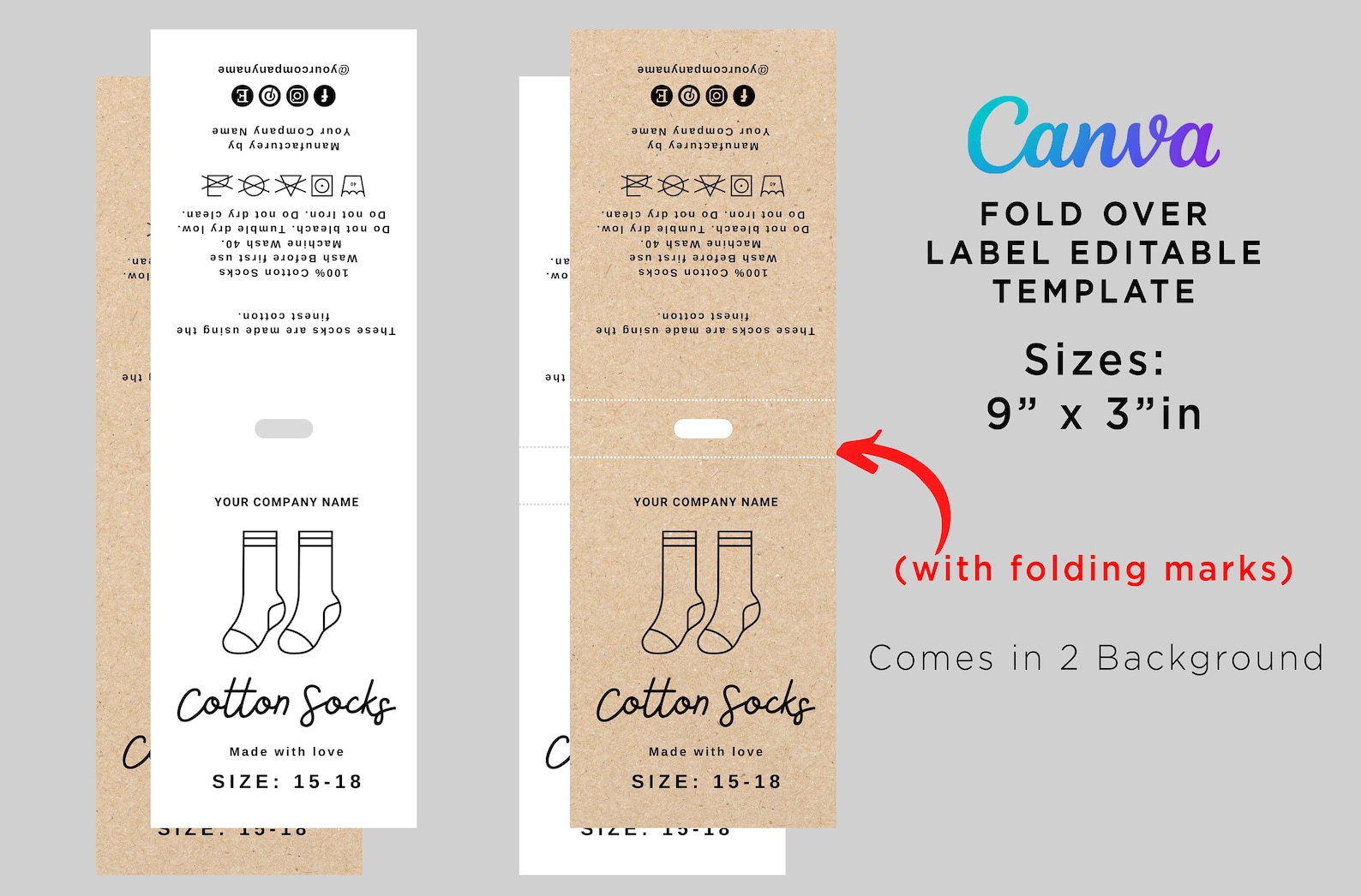 Printable Sock Wrap Labels, Cotton Socks Label Designs, Handmade Socks ...