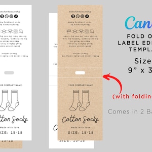 Printable Sock Wrap Labels, Cotton Socks Label Designs, Handmade Socks ...