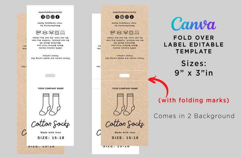 Printable Sock Wrap Labels Cotton Socks Label Designs - Etsy