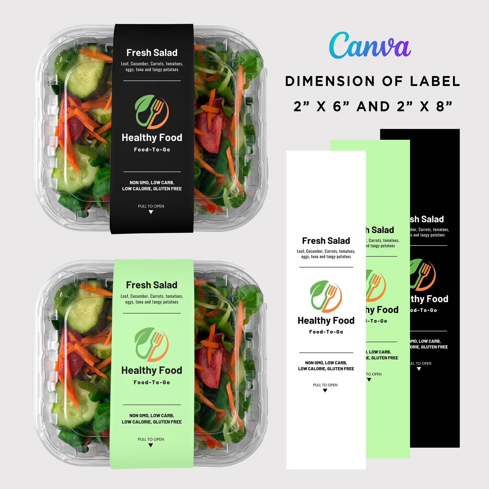 Printable Food Container Label, Fresh Salad Labels, Take Out Box Label ...