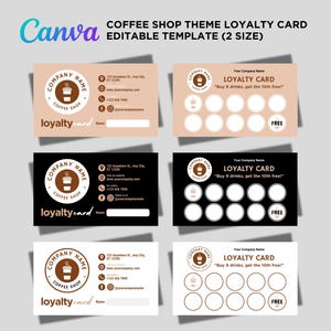 Coffee Shop Loyalty Card Editable Canva Template, Customizable Cafe ...
