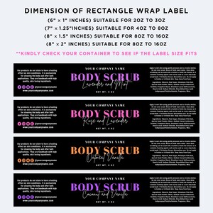 Body Scrub Wrap Label Designs, Body Sugar Scrub Labels, Soak Salts ...