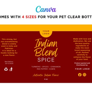 Printable Indian Blend Spice Wrap Label, Indian Seasoning Label, 4oz ...