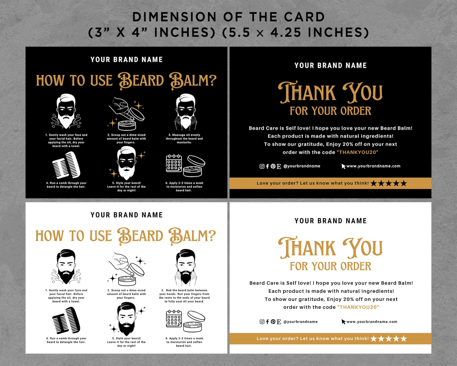 Beard Balm Care Card, Beard Wax Care Card, How to Use Beard Balm, Beard ...