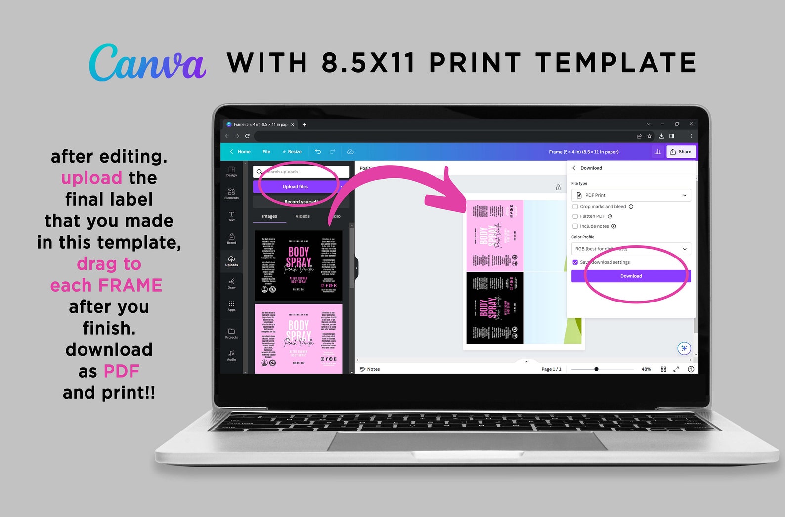 Body Spray Template, Body Spray Labels, Body Perfume Labels, After ...