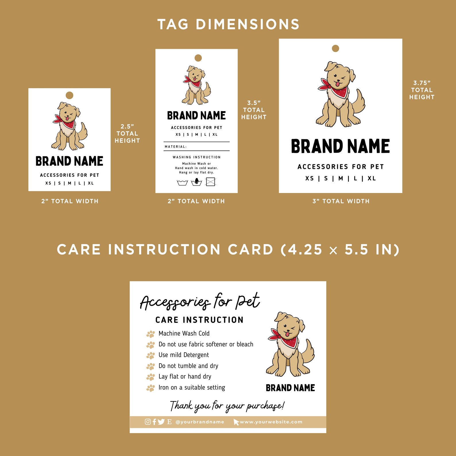 Printable Pet Label Template, Dog Bandana Labels, Accessories for Pet ...