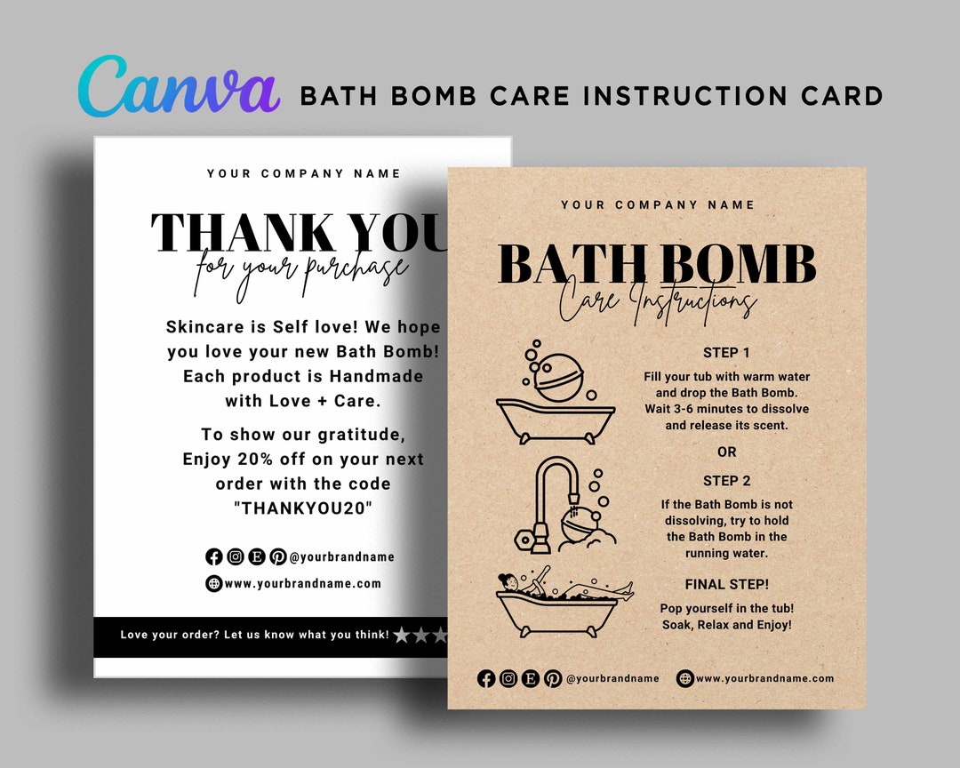Printable Bath Bomb Care Instruction Bath Fizzers Care - Etsy