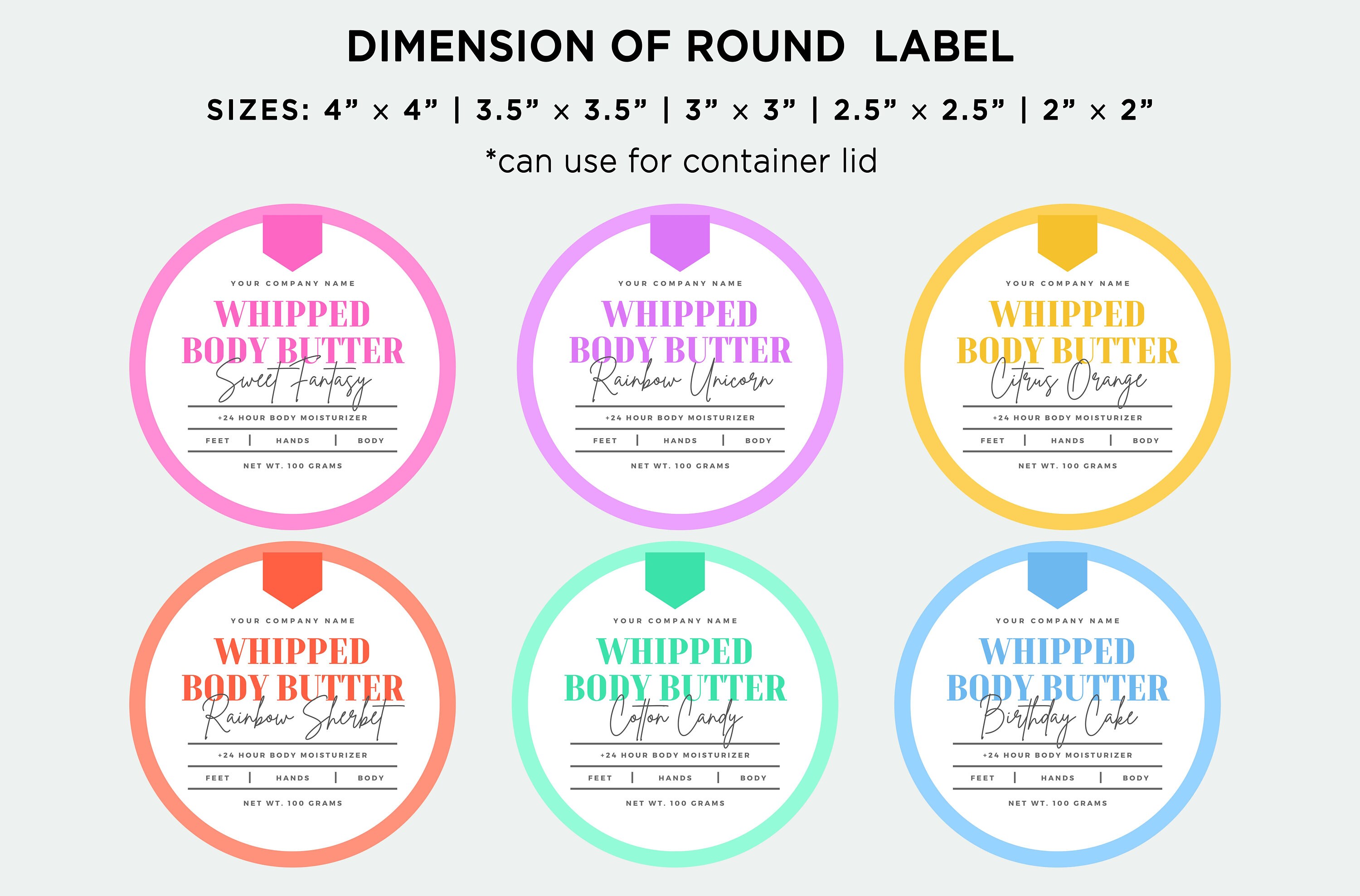 Whipped Body Butter Label Design, Rainbow Body Butter Labels, Unicorn ...