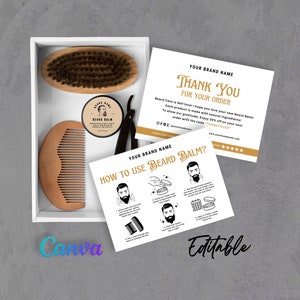 Beard Balm Care Card, Beard Wax Care Card, How to Use Beard Balm, Beard ...