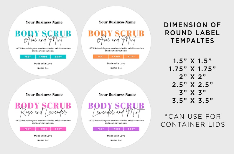 Printable Bath Body Scrub Label for Low Profile Jars, Small Jar Sugar ...