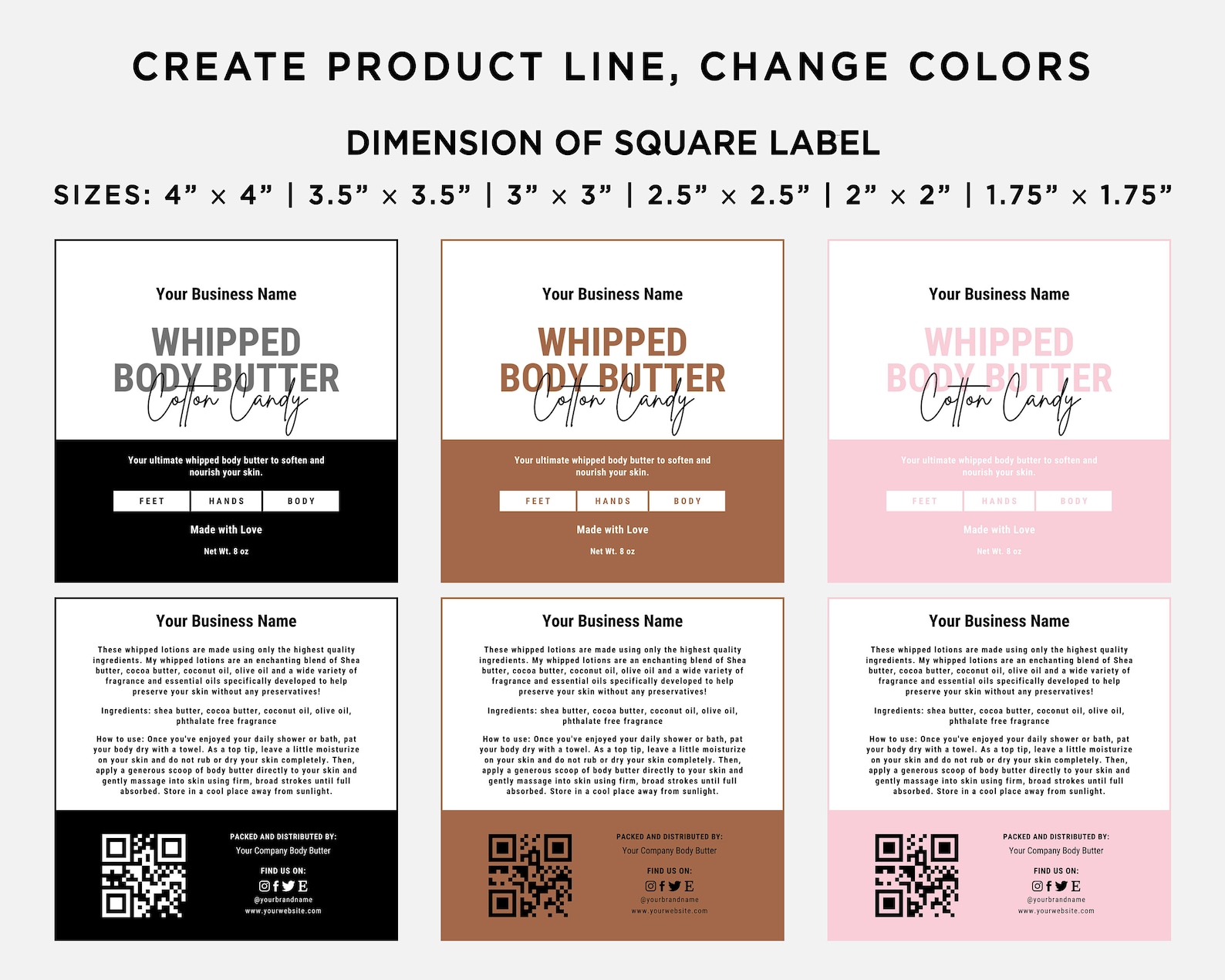 Editable Whipped Body Butter Label Design, Cotton Candy Body Butter ...