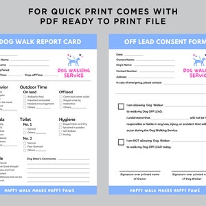 Printable Dog Walking Report Card, Dog Walk Service Report Card, Dog ...