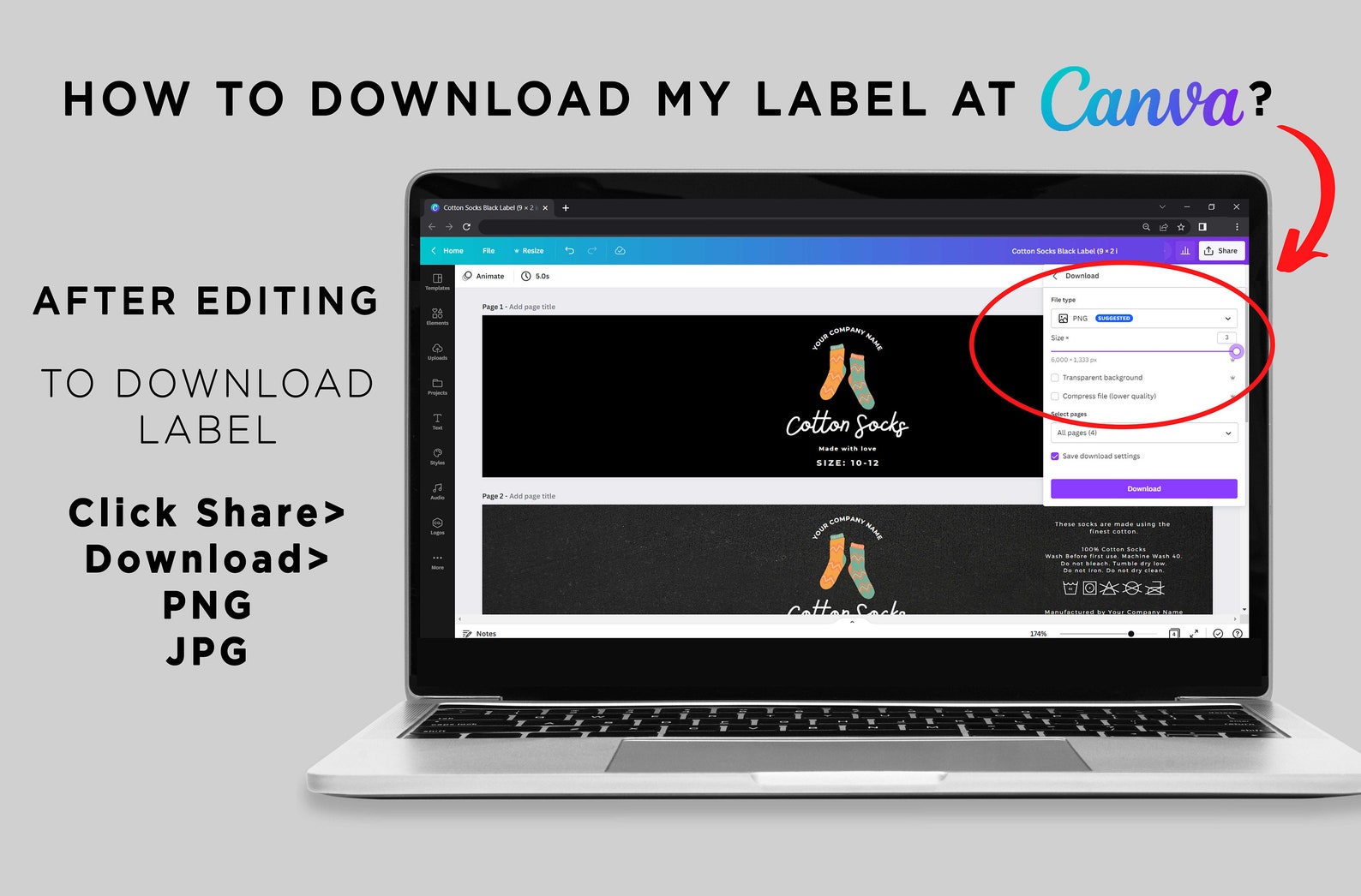 Printable Sock Wrap Labels Black Cotton Socks Label Designs - Etsy