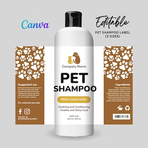 Pet Shampoo Label Template, Customizable DIY Dog Grooming Product ...