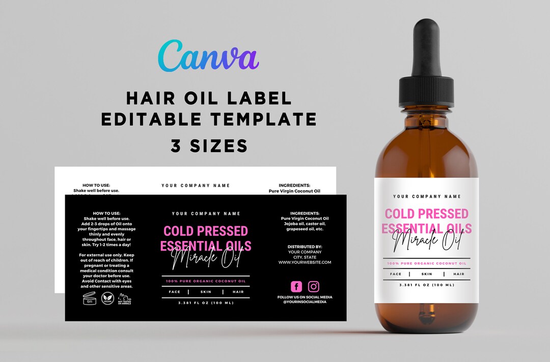 Printable Dropper Oil Label Essential Oil Label Cold Pressed - Etsy