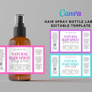 Printable Hair Spray Labels, Hair Spray Bottle Design, Natural Hair ...