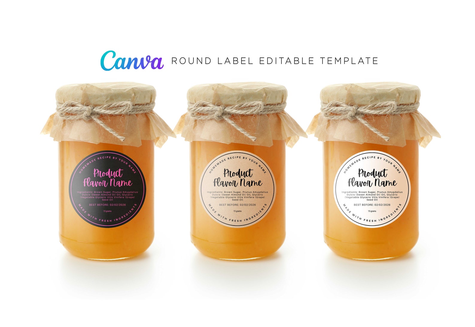 Editable Round Label for Canning Jar, Round Labels for Jams, Round ...