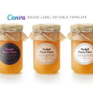 Editable Round Label for Canning Jar, Round Labels for Jams, Round ...