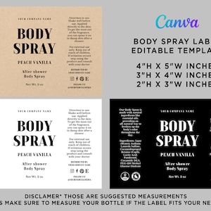 Body Spray Template, Body Spray Labels, Body Perfume Labels, After ...
