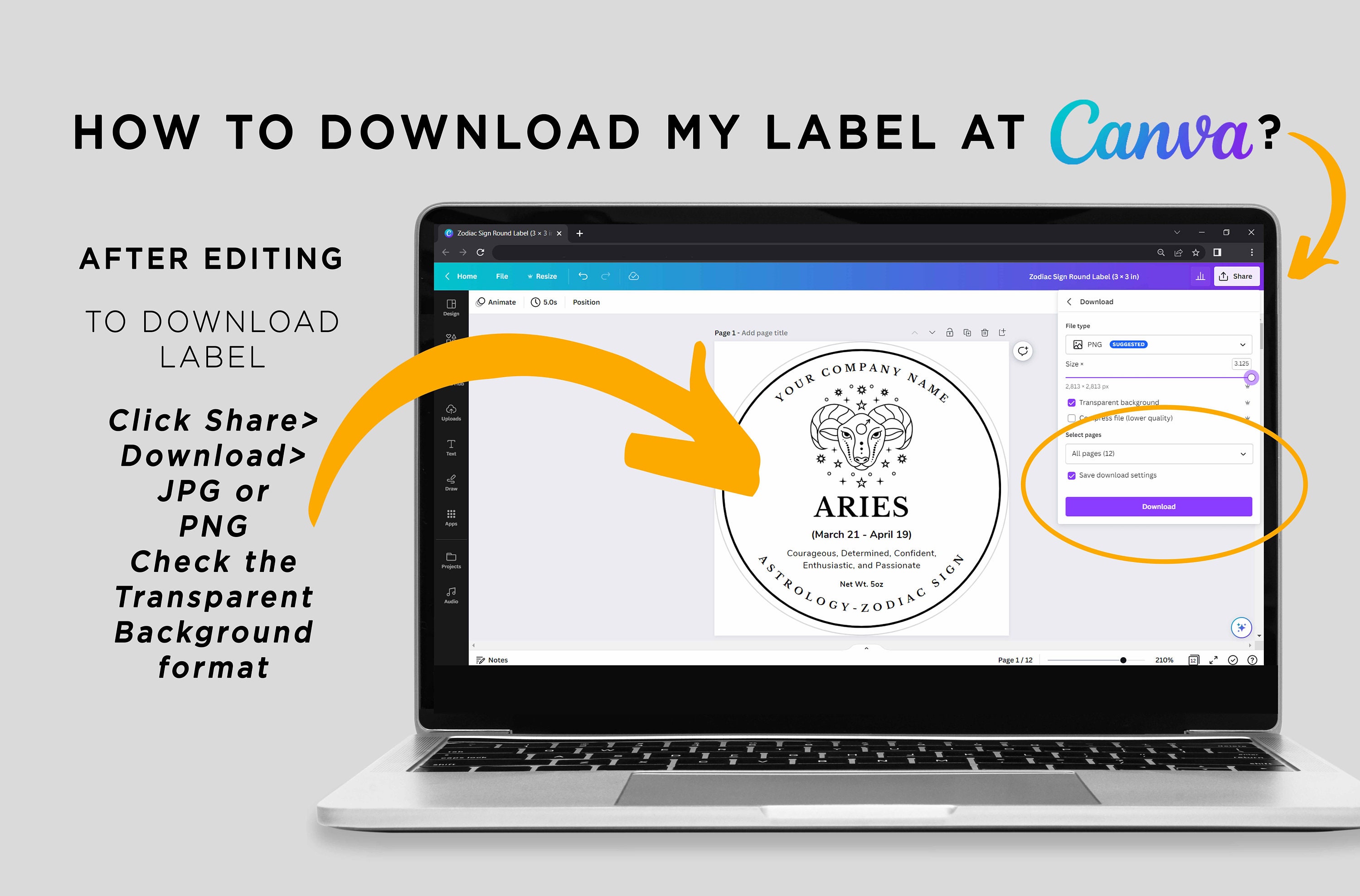 Printable Zodiac Sign Labels, Zodiac Candle Labels, Horoscope Zodiac ...
