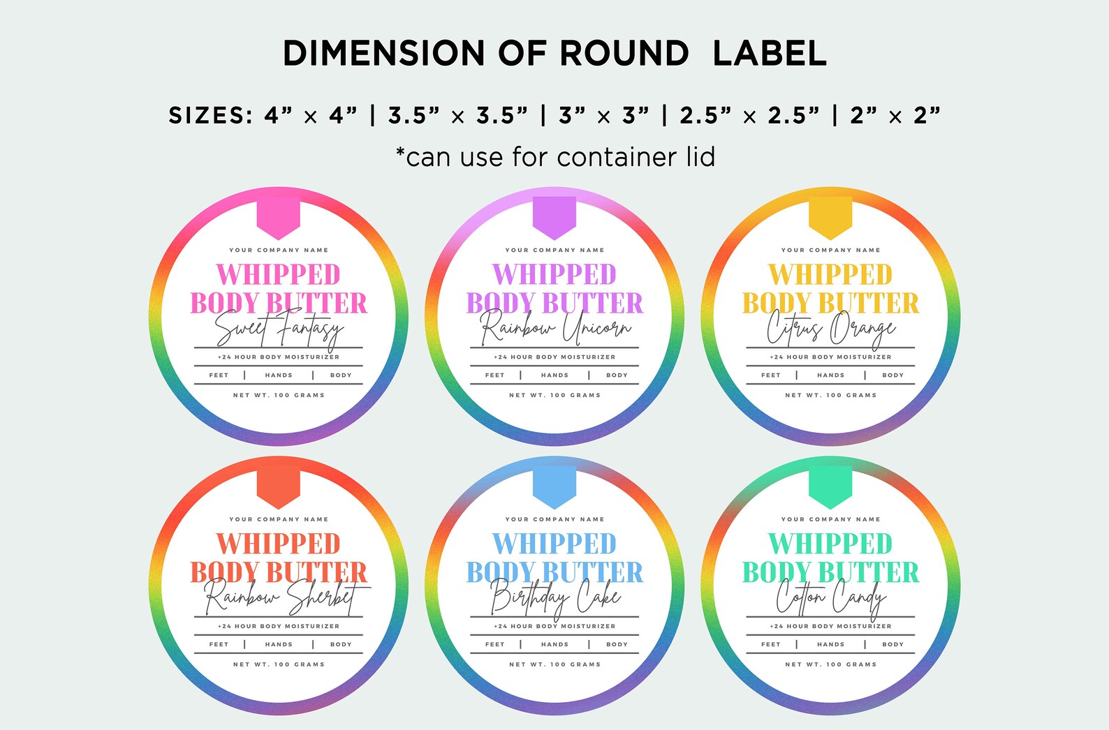 Printable Whipped Body Butter Label, Rainbow Body Butter Label, Unicorn ...