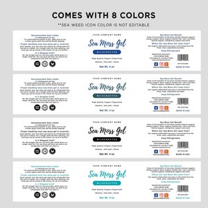 Printable Sea Moss Labels, Seamoss Label Template, Sea Moss Gel Labels ...