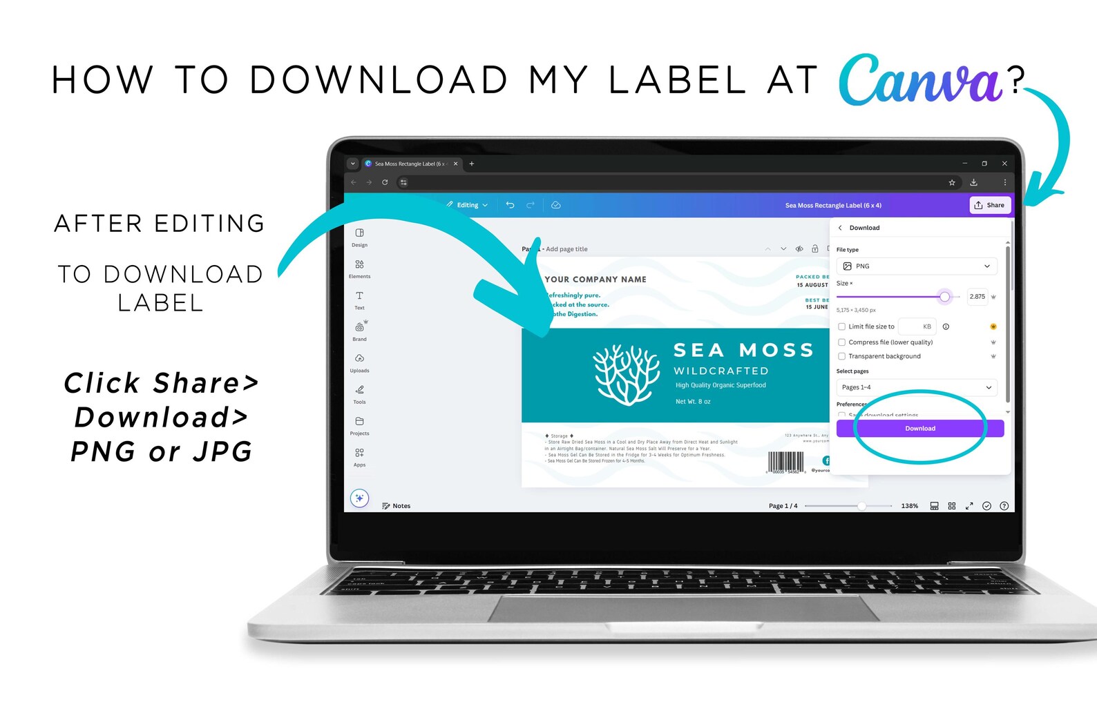 Sea Moss Label Template: Editable Canva Design (digital Download) - Etsy