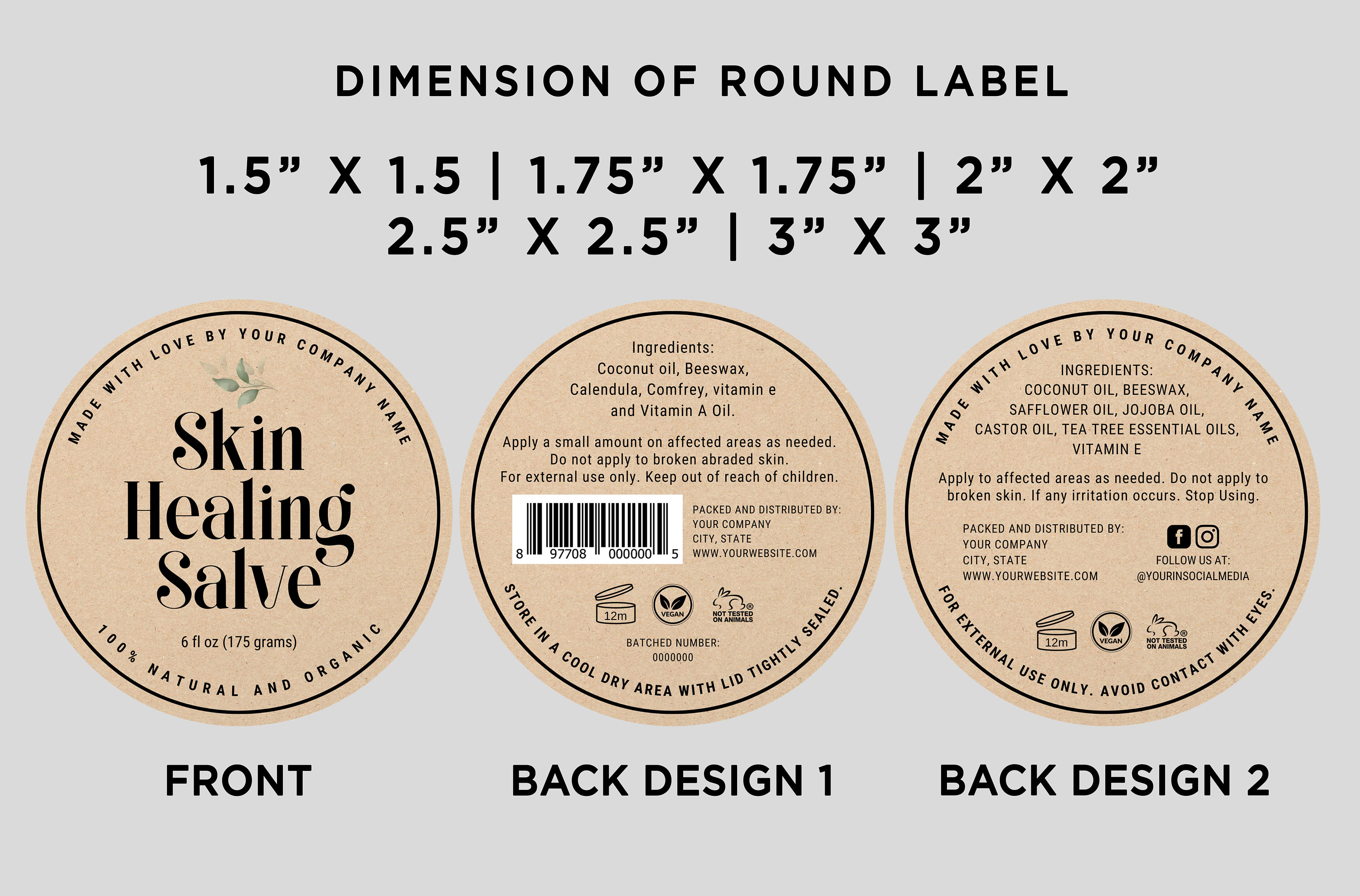 Printable Skin Healing Salve Round Label Sticker Skincare - Etsy
