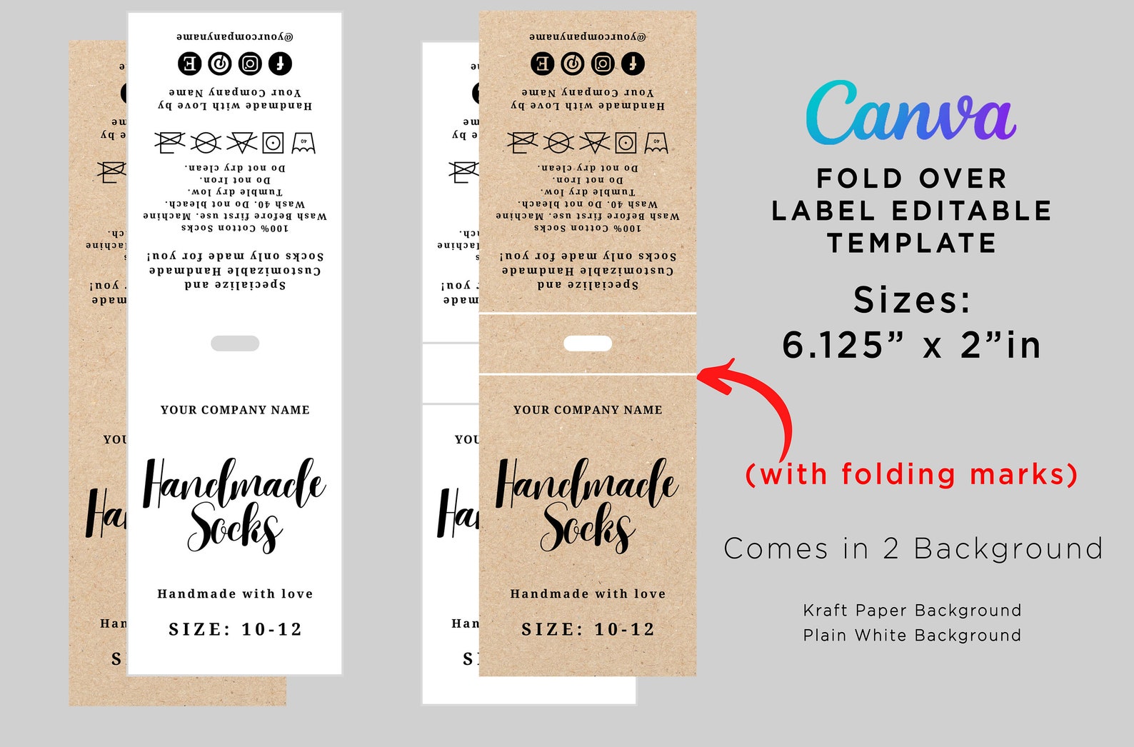 Printable Handmade Socks Wrap Labels Cotton Socks Label - Etsy